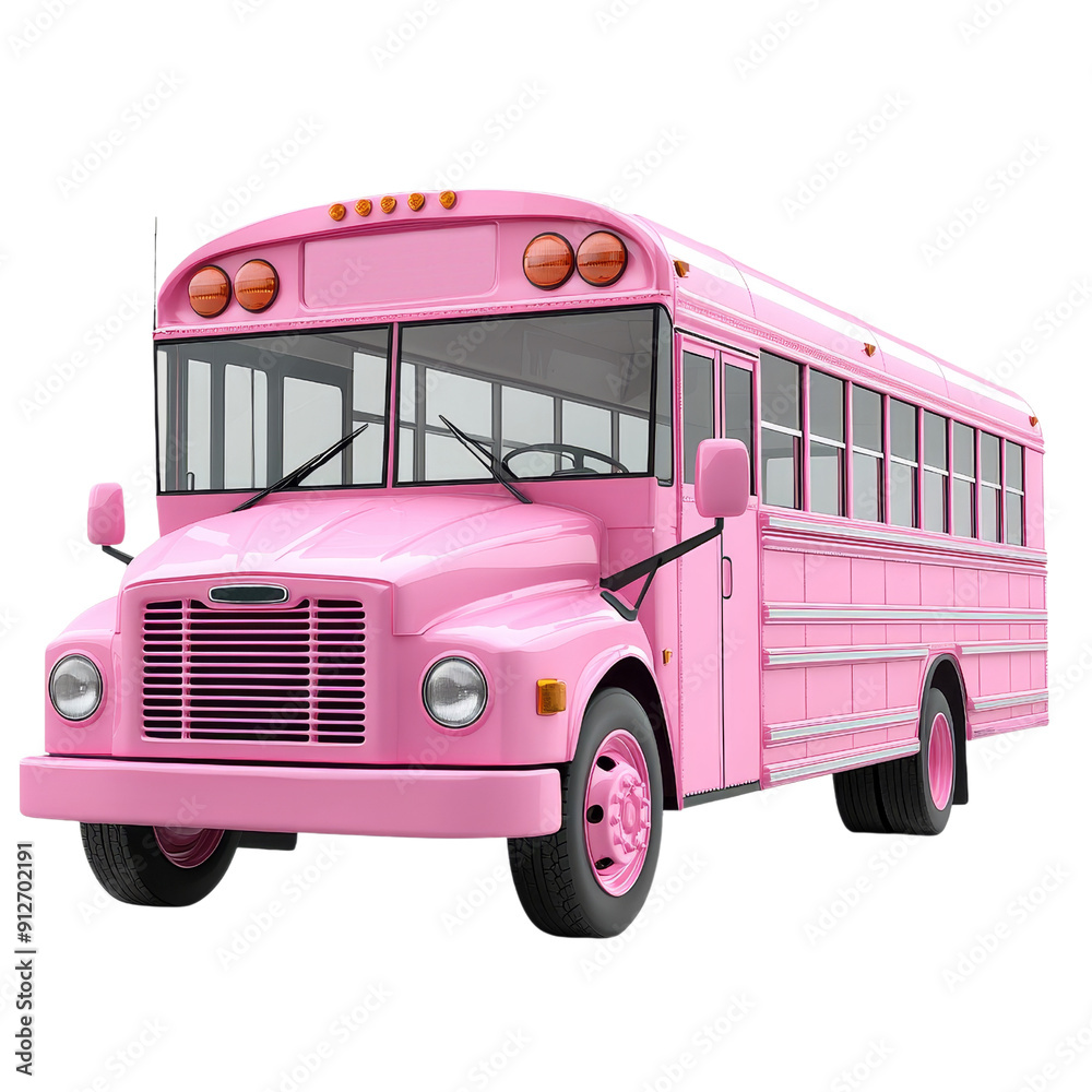 Pink school bus with playful design and transparent background clipart ...