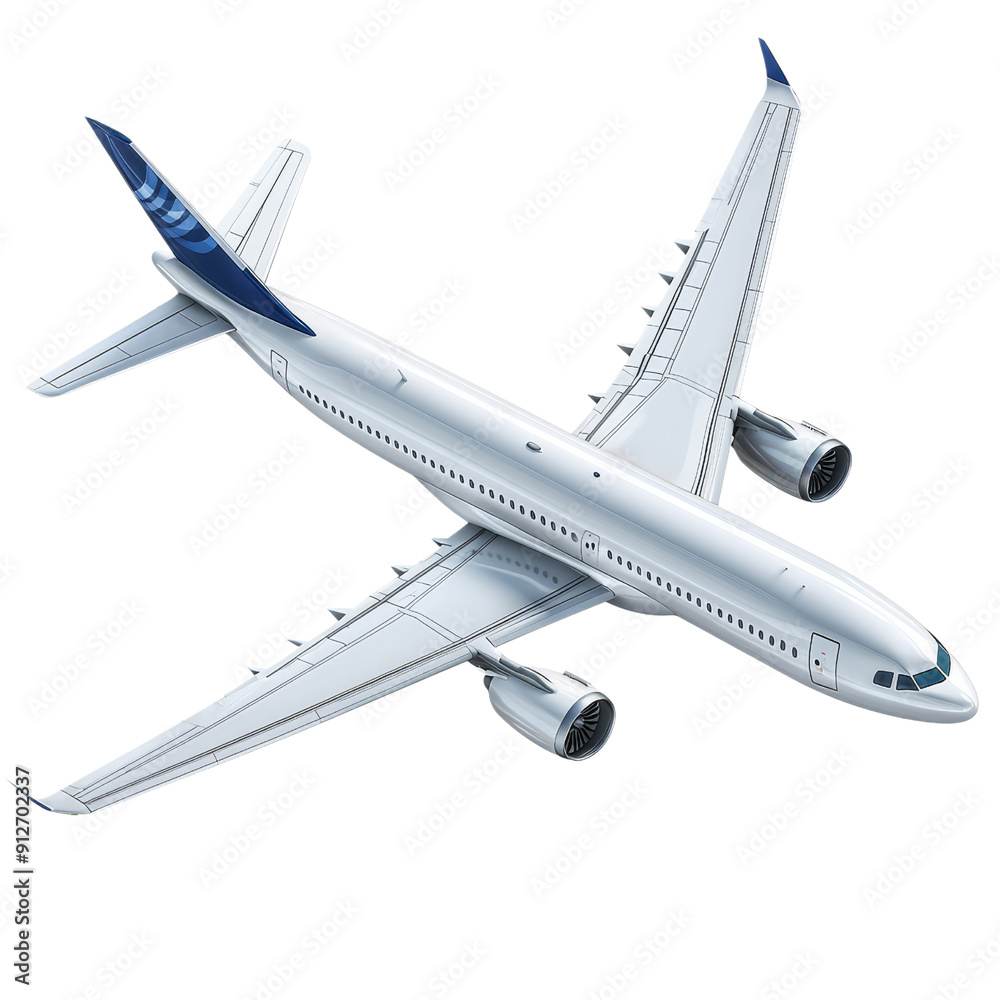 Modern passenger airplane with transparent background clipart isolate ...