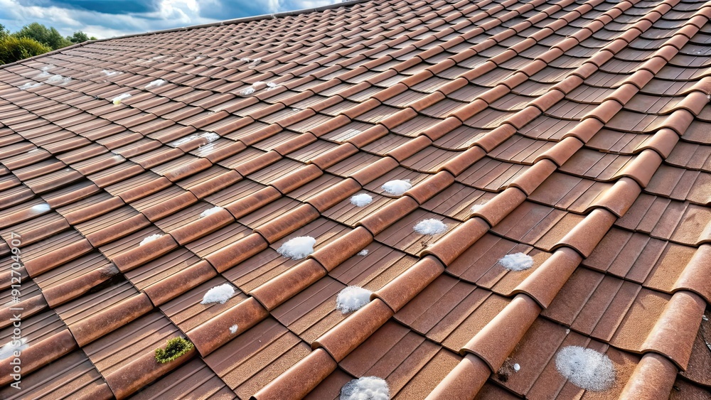 Roof with hail damage and markings from inspection , roof, hail damage ...