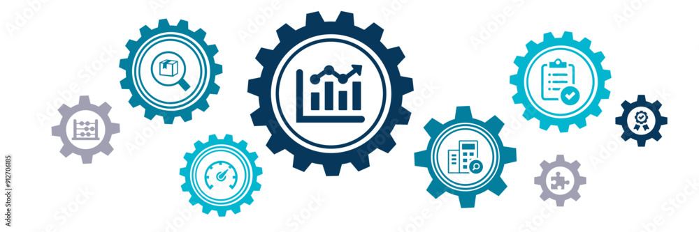 lean management vector illustration. Concept with connected icons ...
