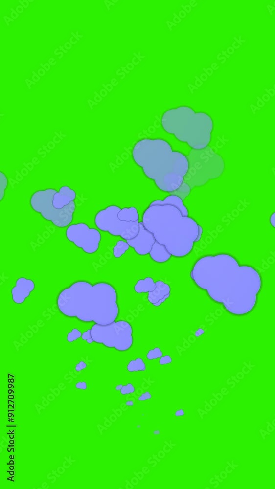 Cloud icons appear and disappear on green screen. Vertical video ...