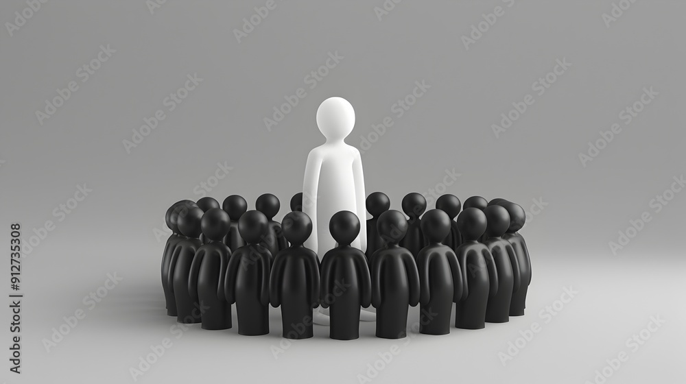 Lone white figure standing prominently at the forefront of a formation ...