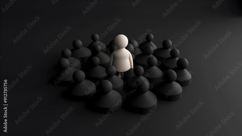 Stylized 3D depicting a solitary pale entity commanding attention at ...