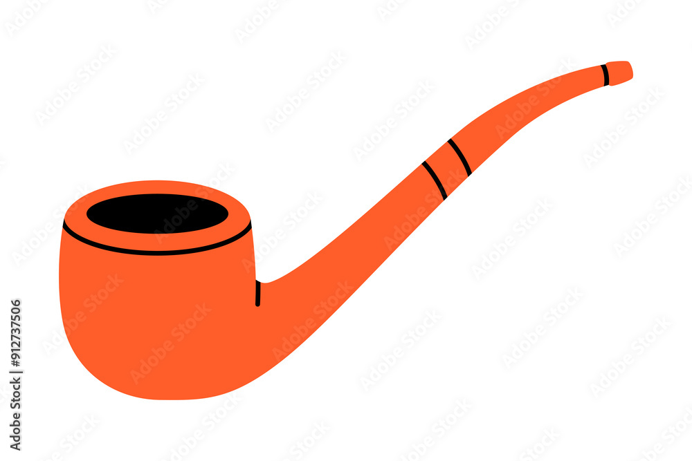 Hand drawn cute cartoon illustration of smoking pipe. Flat vector ...