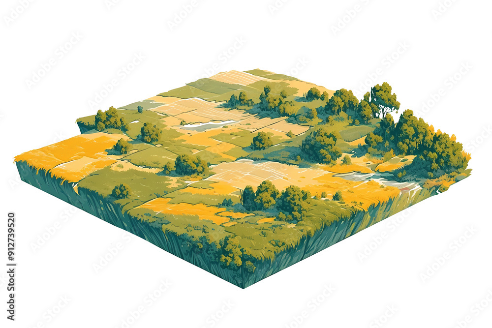 Isometric terrain of steppes landscape. Illustration isolated on ...