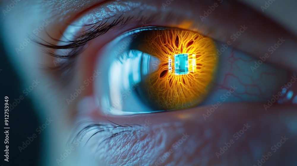 Bionic Eye Vision, individual with artificial eye exploring environment ...