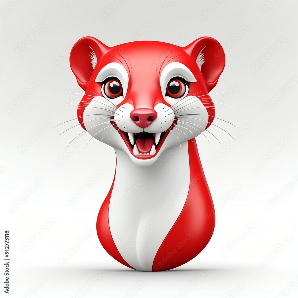 red theme weasel head cartoon 3d art logo design in plain white background Stock Illustration ...