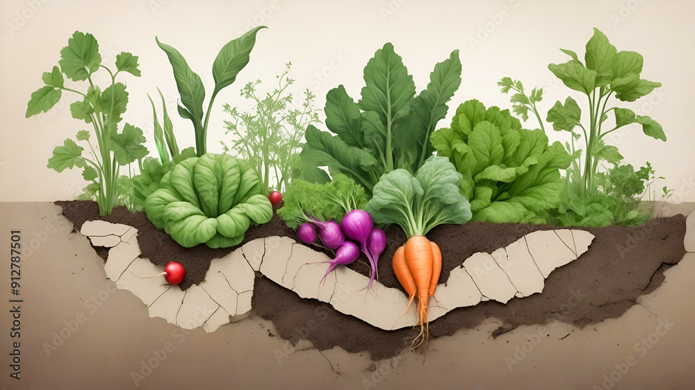 Root growing vegetables damaged by garden pests. Plants showing root ...