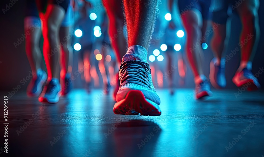 Dynamic Low Angle Shot of Young Adults in Running Outfits in Studio ...