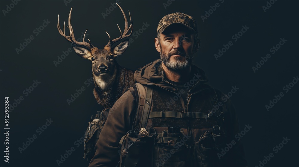 Hunter Standing Proudly with Trophy, Highlighting the Accomplishment ...