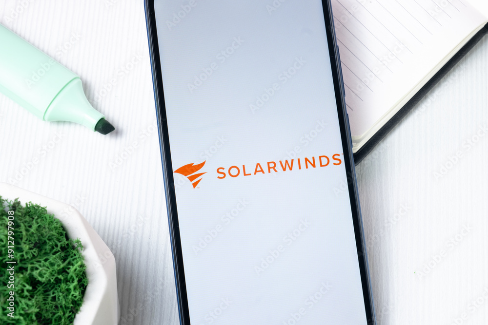 New York, USA - 1 August 2024: SolarWinds Logo on Phone Screen, Icon on ...