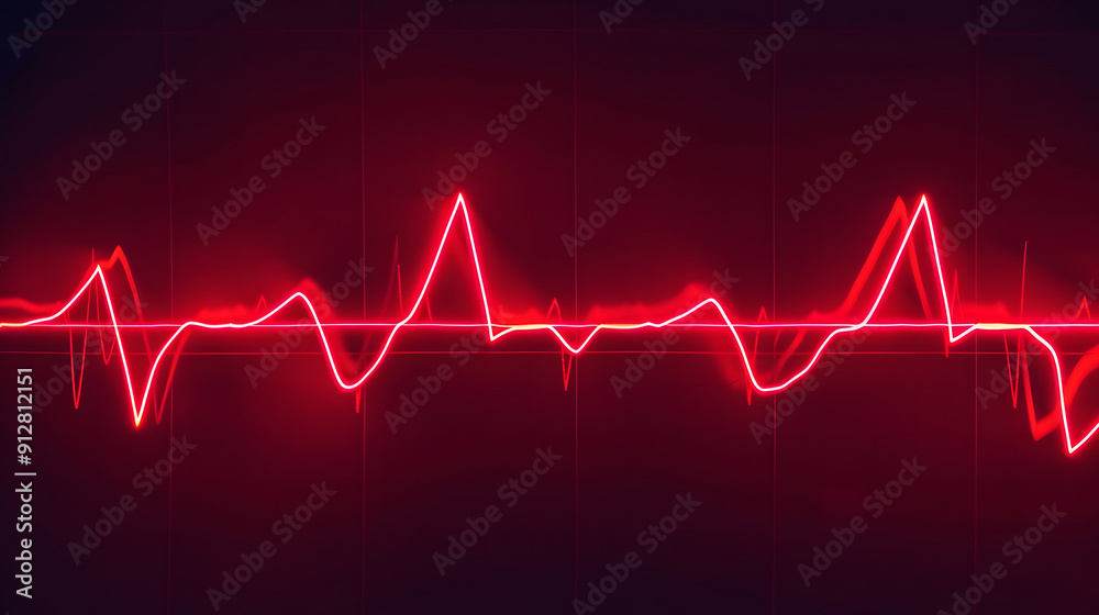 Glowing red neon heartbeat pulse rate line. Health and Medical Concept ...
