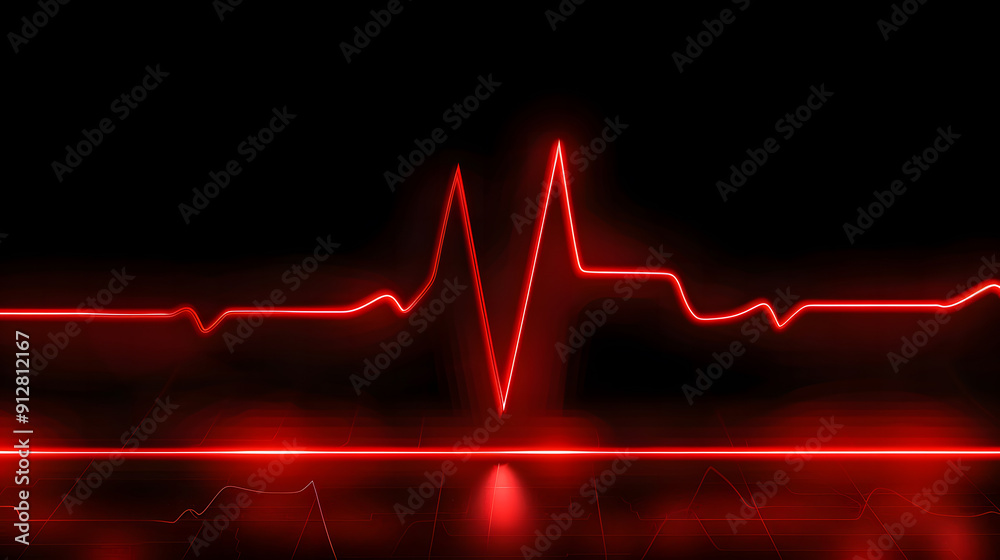 Glowing red neon heartbeat pulse rate line. Health and Medical Concept ...