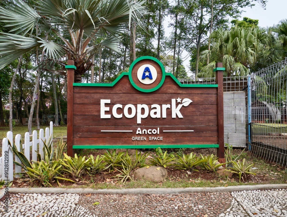Jakarta, Indonesia - August 6th, 2024 - Ecopark ancol wooden sign board ...