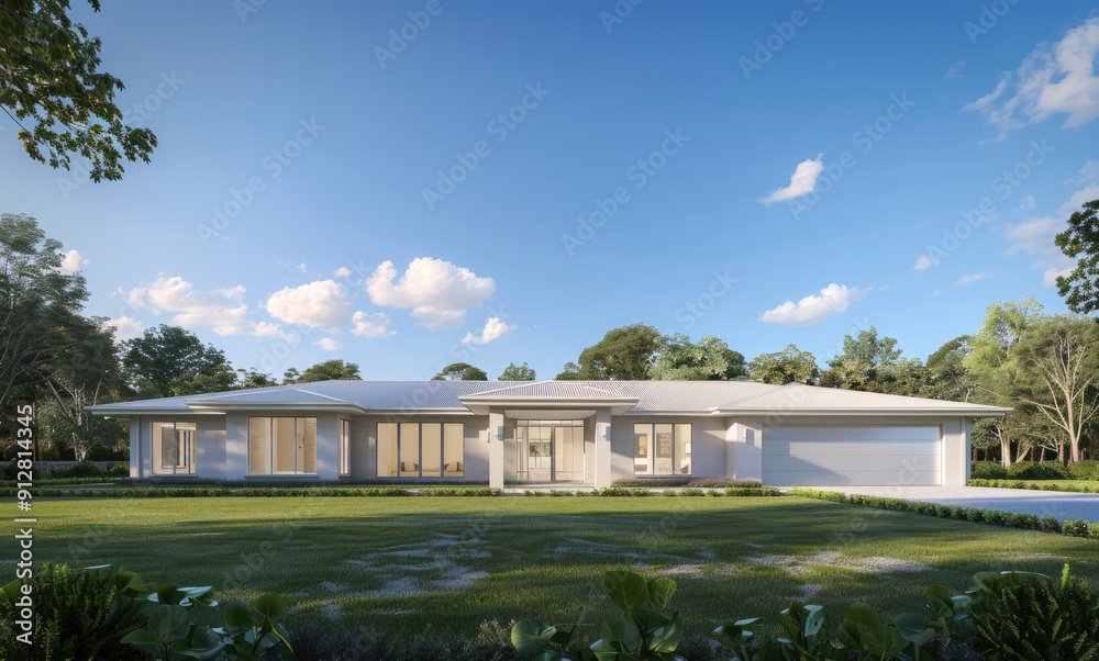 Ultra-realistic photo of an upscale modern house in Montreal, featuring ...