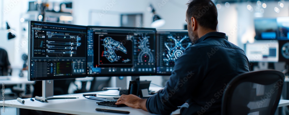 CAD software creating an animation storyboard, film production studio ...