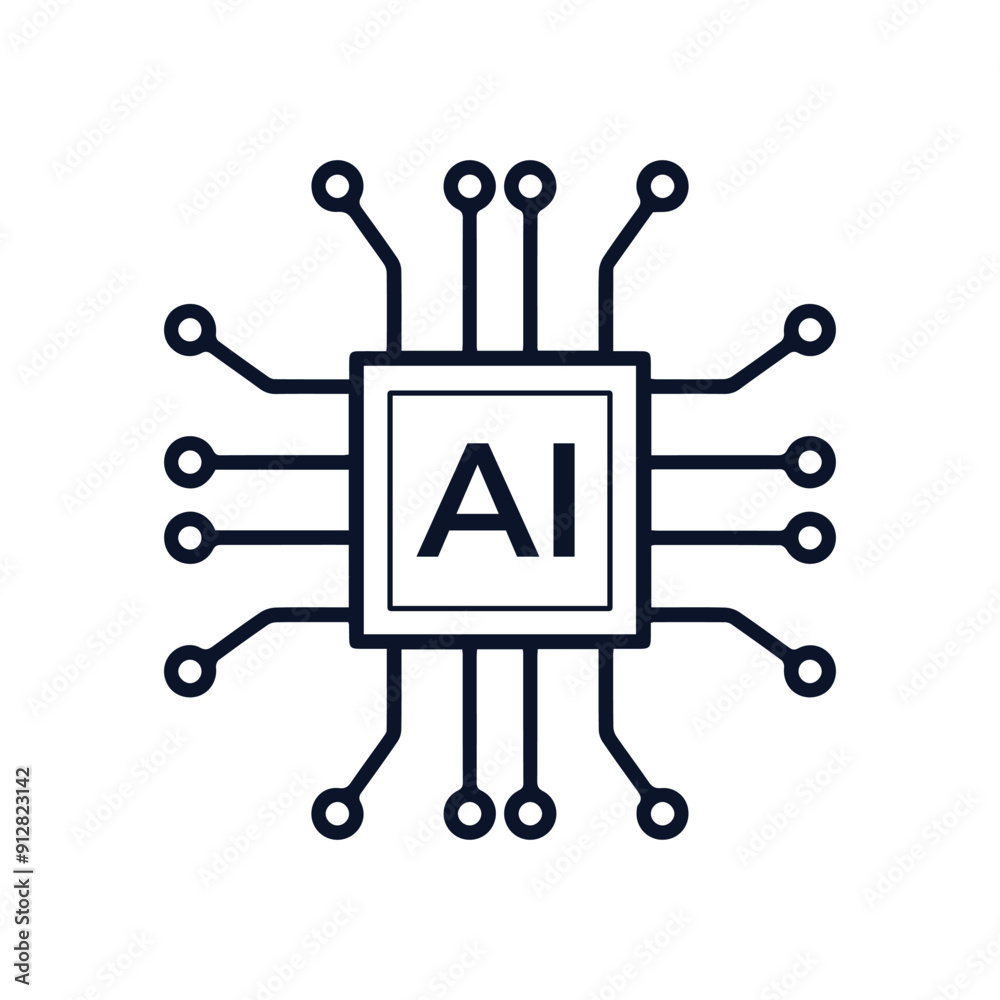 Artificial intelligence AI Chip Icon Logo vector icon sign for graphic design, logo, website ...