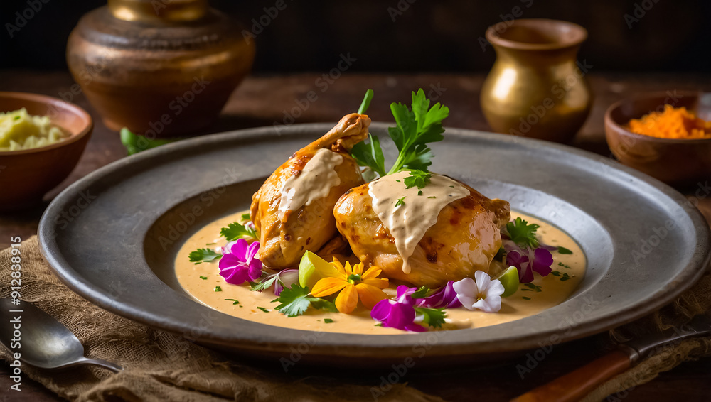 Pollo en crema chicken stewed in sauce, traditional Guatemalan cuisine ...