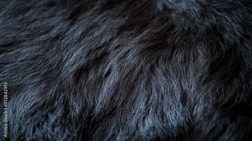 Closeup of black animal fur texture background showing detailed and ...