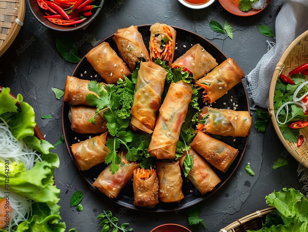 Nem Ran / Cha Gio. The most popular Vietnamese dishes. Fried spring ...