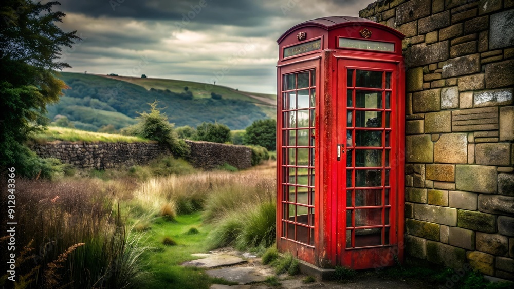 Echoes of a Bygone Era: A Rusty Red Telephone Booth in Solitude ...