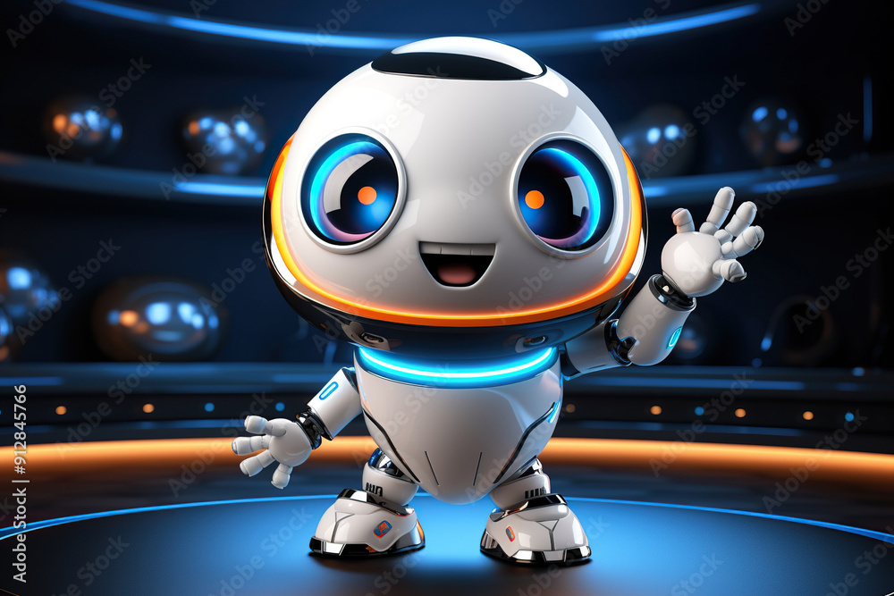 Generative ai on theme of beautiful futuristic toy robot, autonomous ...
