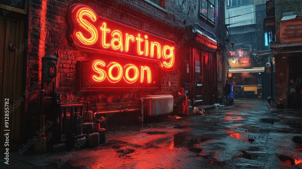 Starting soon banner with neon effect, glowing text, and sleek ...