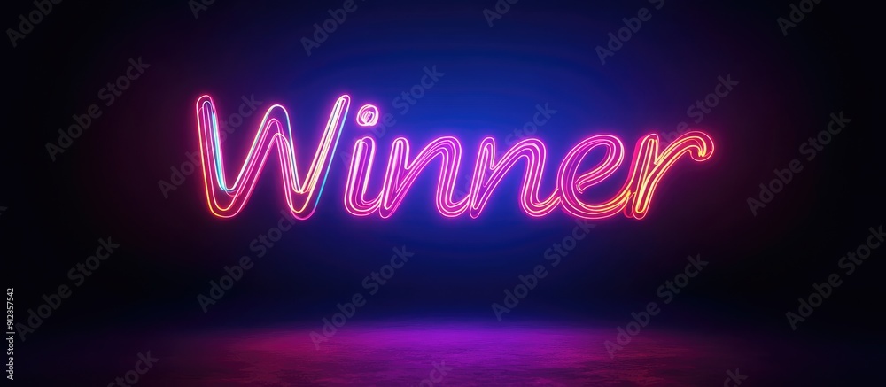 High resolution animated Winner text with neon colors and glowing ...