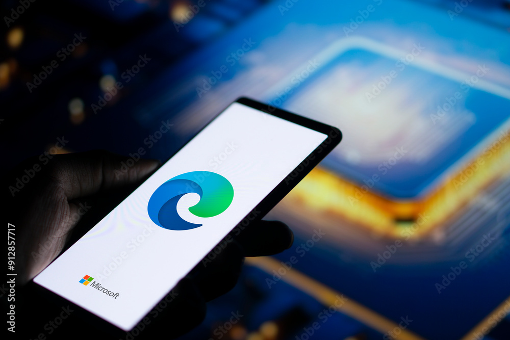 Dhaka, Bangladesh- 07 Aug 2024: Microsoft Edge logo is displayed on ...