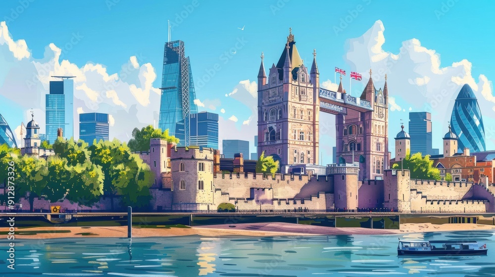 London Skyline: A vibrant and picturesque illustration of London's ...