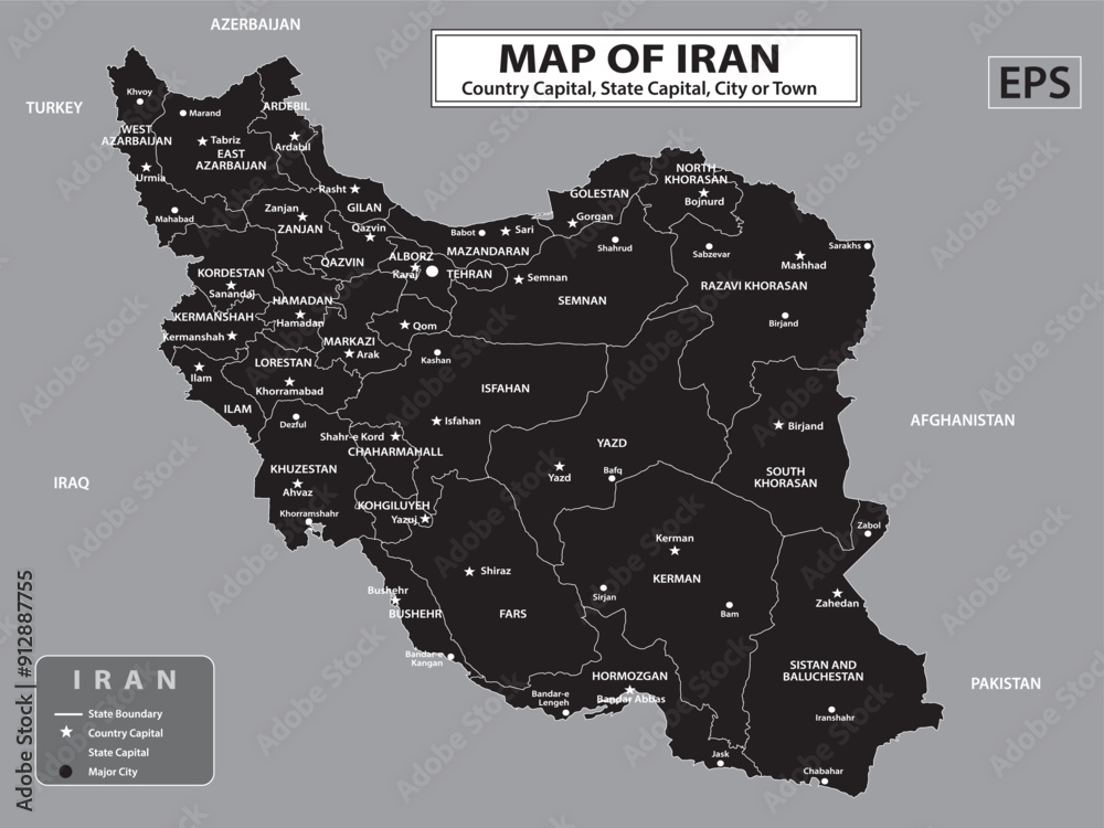 Geography politics map of countries. Map of country with capital, state ...