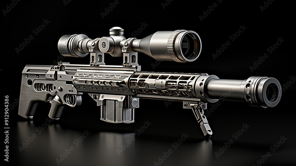 Poster, Foto Modern automatic rifle with a silencer, generative ai ...