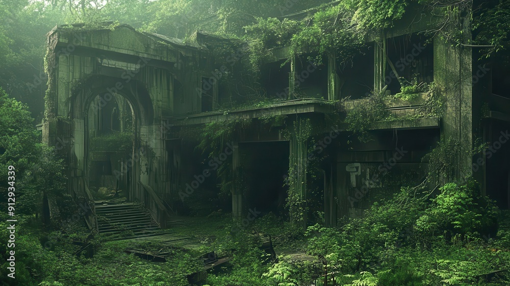 An overgrown, abandoned military base post-nuclear war, Nuclear ...