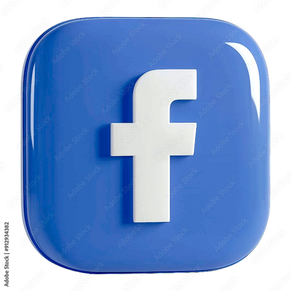 3d facebook logo button square shiny glossy social media icon isolated ...