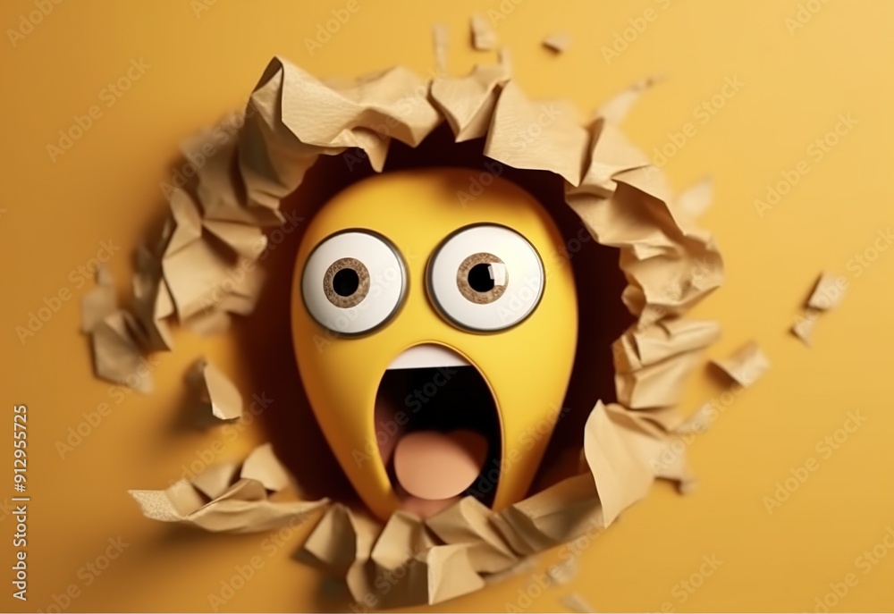 Shocked, scared or startled emoji with mouth wide open and eyes bulging ...
