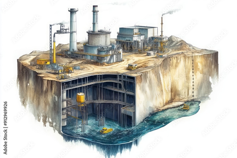 Diagram of the nuclear fuel cycle, from uranium mining and enrichment to reactor operation and ...