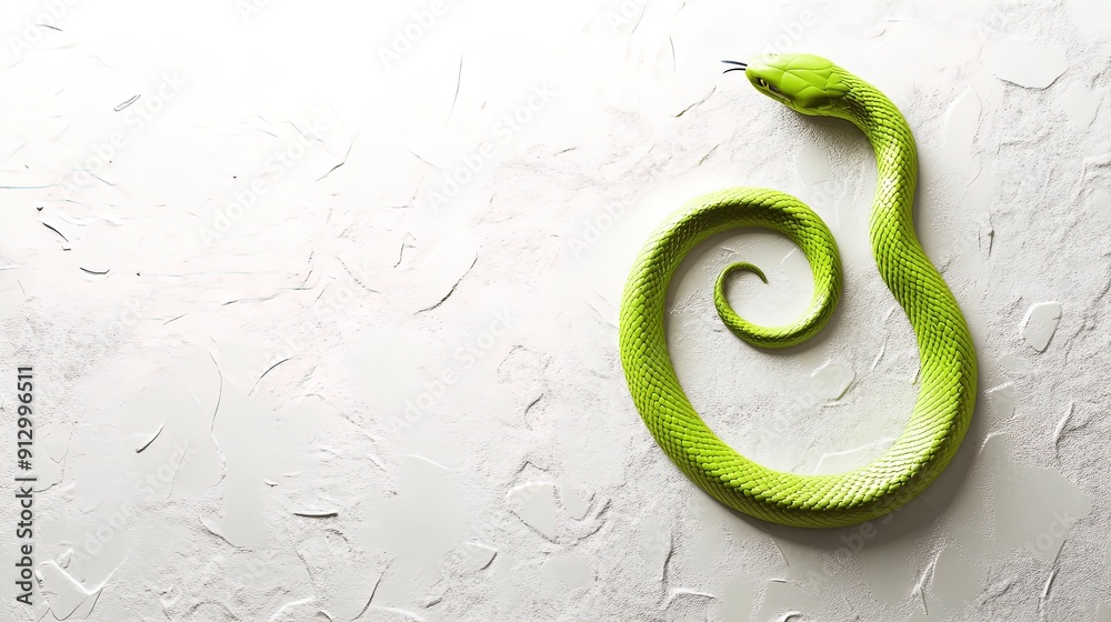 Modern Minimalist Green Snake Poster: Striking Circular Design for ...