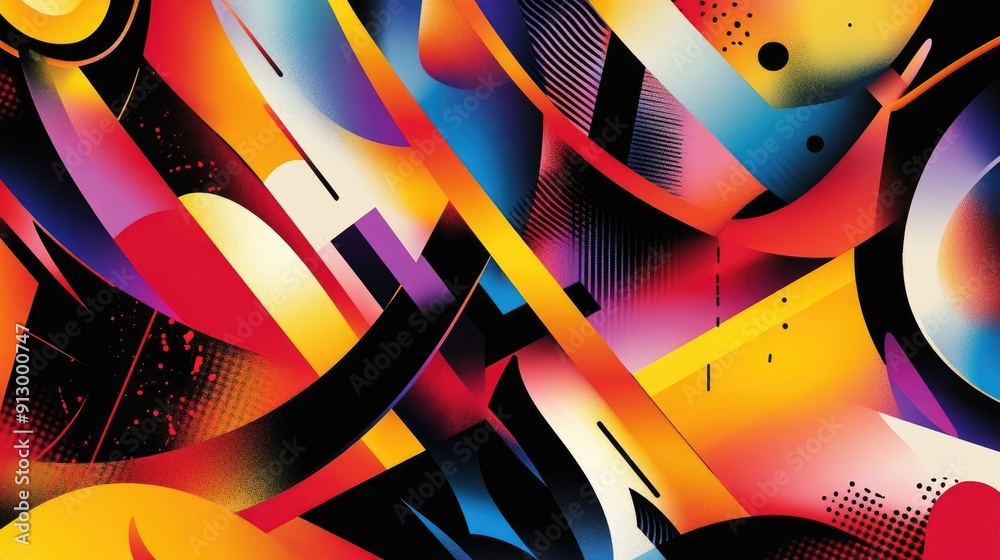 Abstract background with high-contrast colors and geometric forms ...