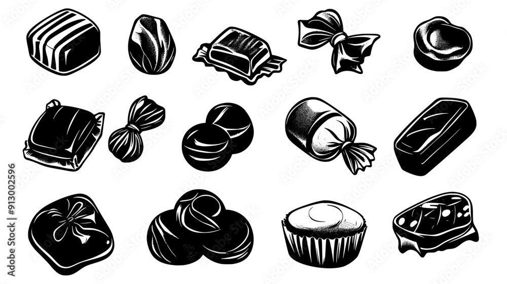 Collection of candy wrappers, showcasing various shapes and sizes for ...