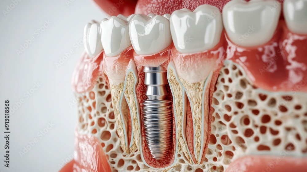 Detailed illustration of a dental implant showcasing the structure of ...