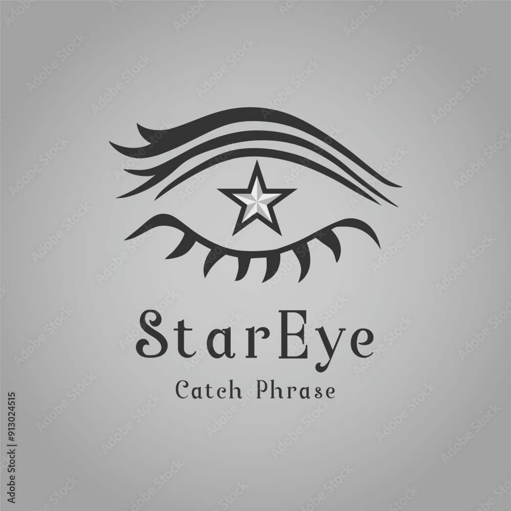 A vector logo featuring an eye with a shiny star as the pupil ...