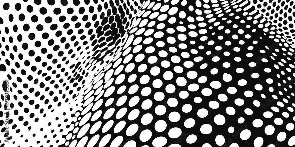 A black and white image of a face with many dots. The dots are arranged ...