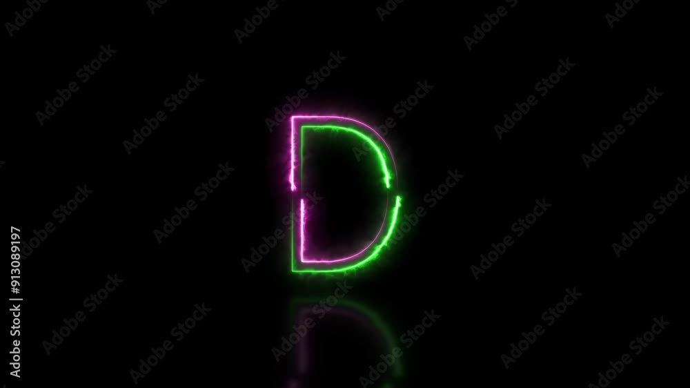 Abstract neon light energy outline letter icon. Neon font alphabet ...