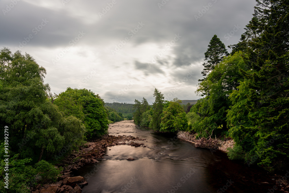 River Dee in Balmoral castle, Scotland, United Kingdom. Hoghlands ...