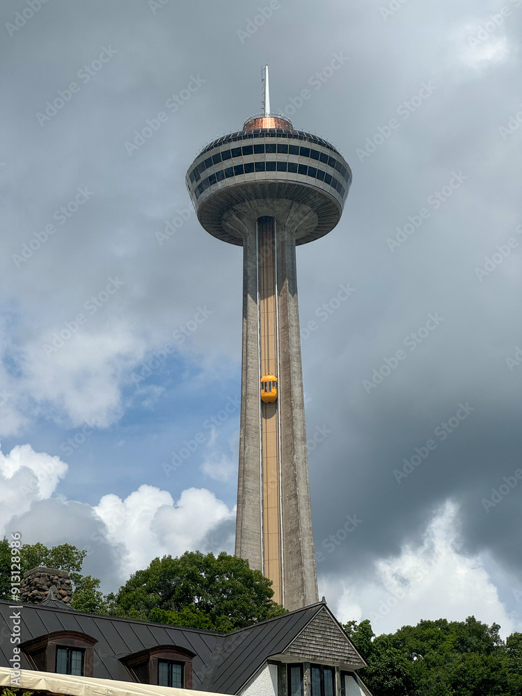 Elevator car raising the tower, Skylon Tower Revolving Restaurant in ...