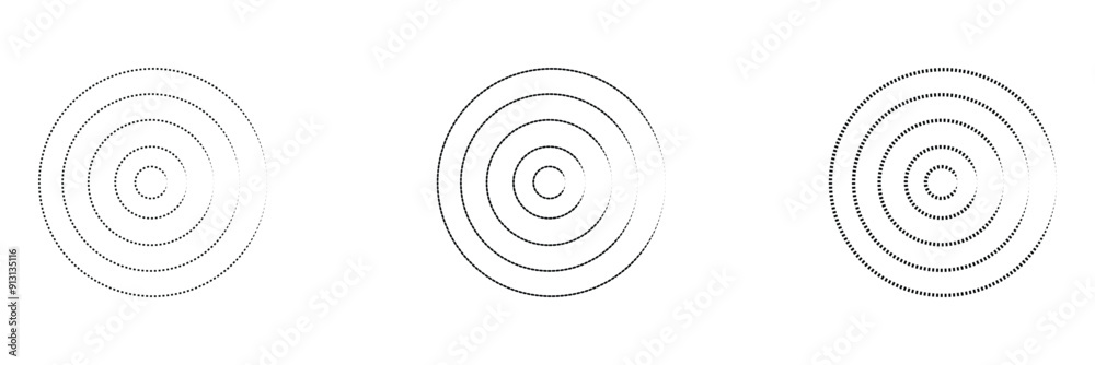 Ripple circular shapes. Vector illustration isolated on white background. Circular lines graphic ...