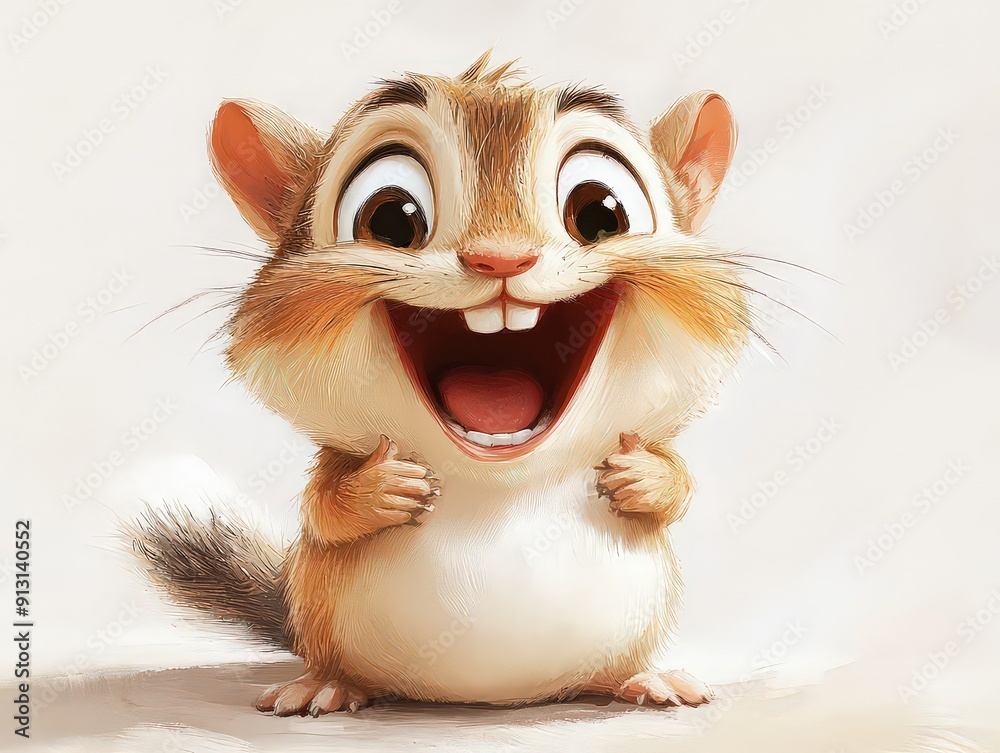 chipmunk emote with a wide grin and giggling expression, conveying joy ...