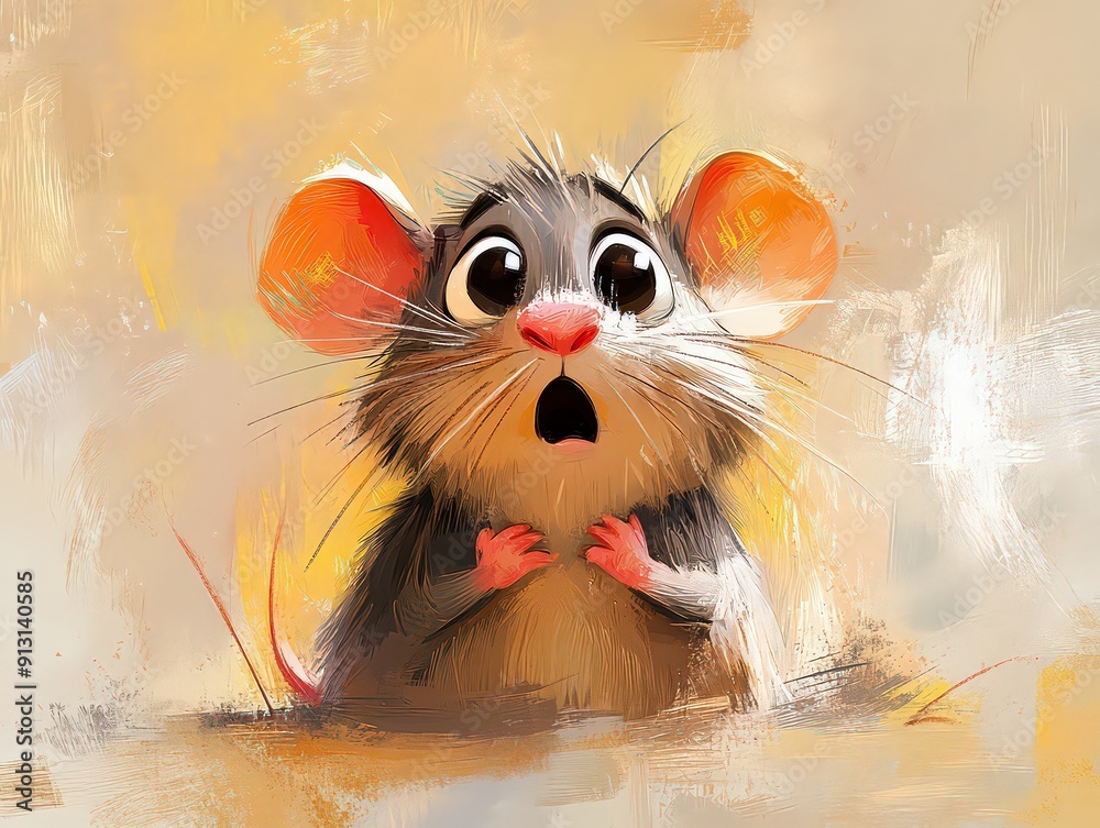 mouse emote with trembling whiskers and wide eyes, showing nervousness ...
