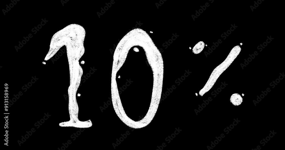Hand Drawn White 10% Discount Icon Animation on Transparent Background ...