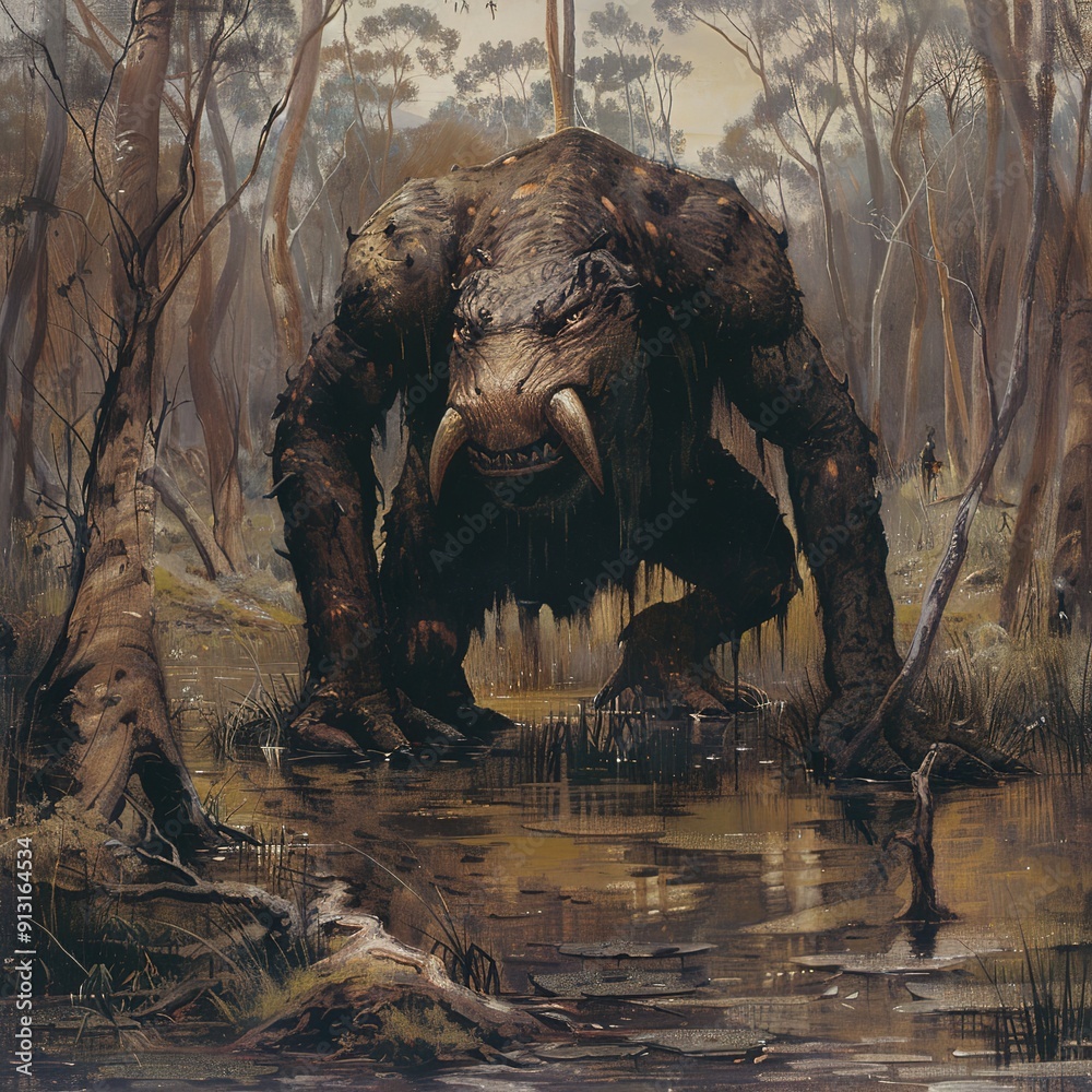 Bunyip: A mythical creature from Australian Aboriginal mythology, said to lurk in swamps and ...